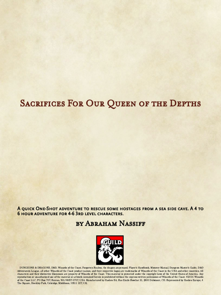 Sacrifices For The Depths | PDF | Wizards Of The Coast | Dungeons & Dragons
