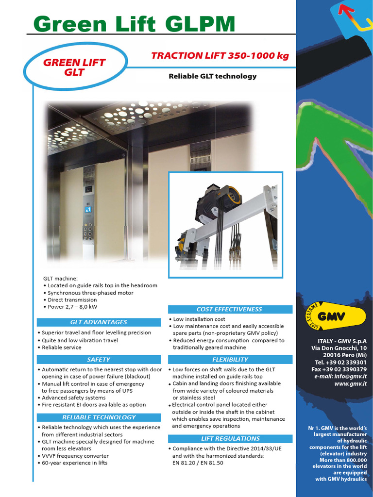 GREEN LIFT GLT en | PDF | Elevator | Electrical Engineering
