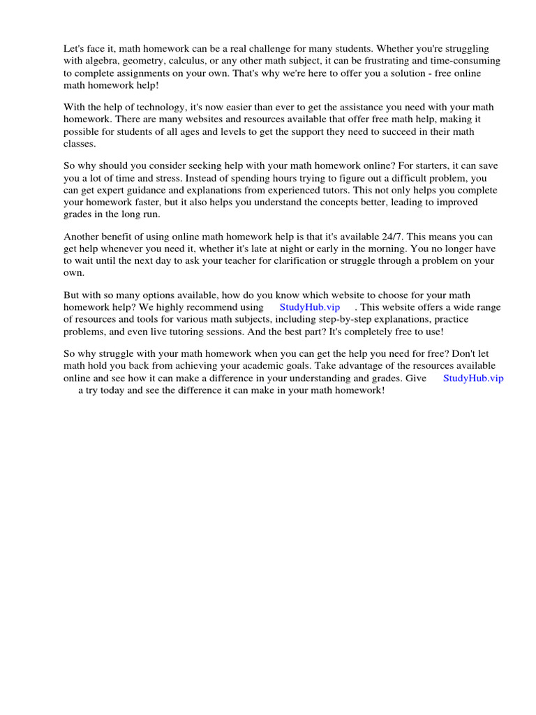 Math Homework Online For Free | PDF | Mathematics | Homework