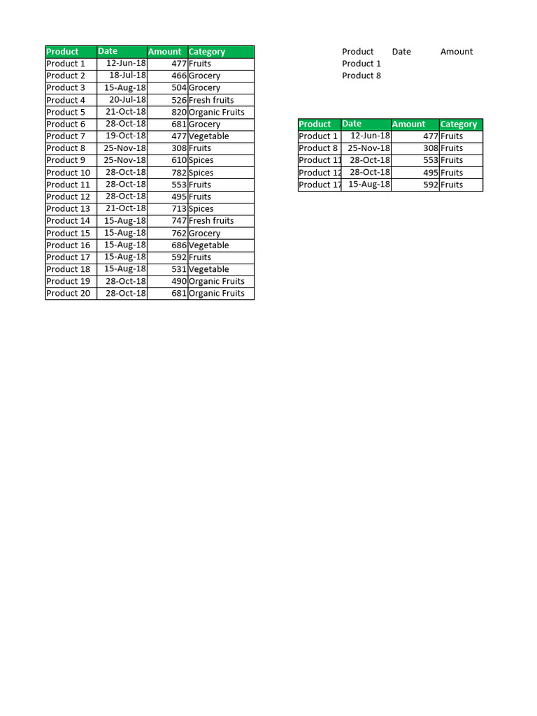 Filter Column Excel Template | PDF | Fruit | Foods
