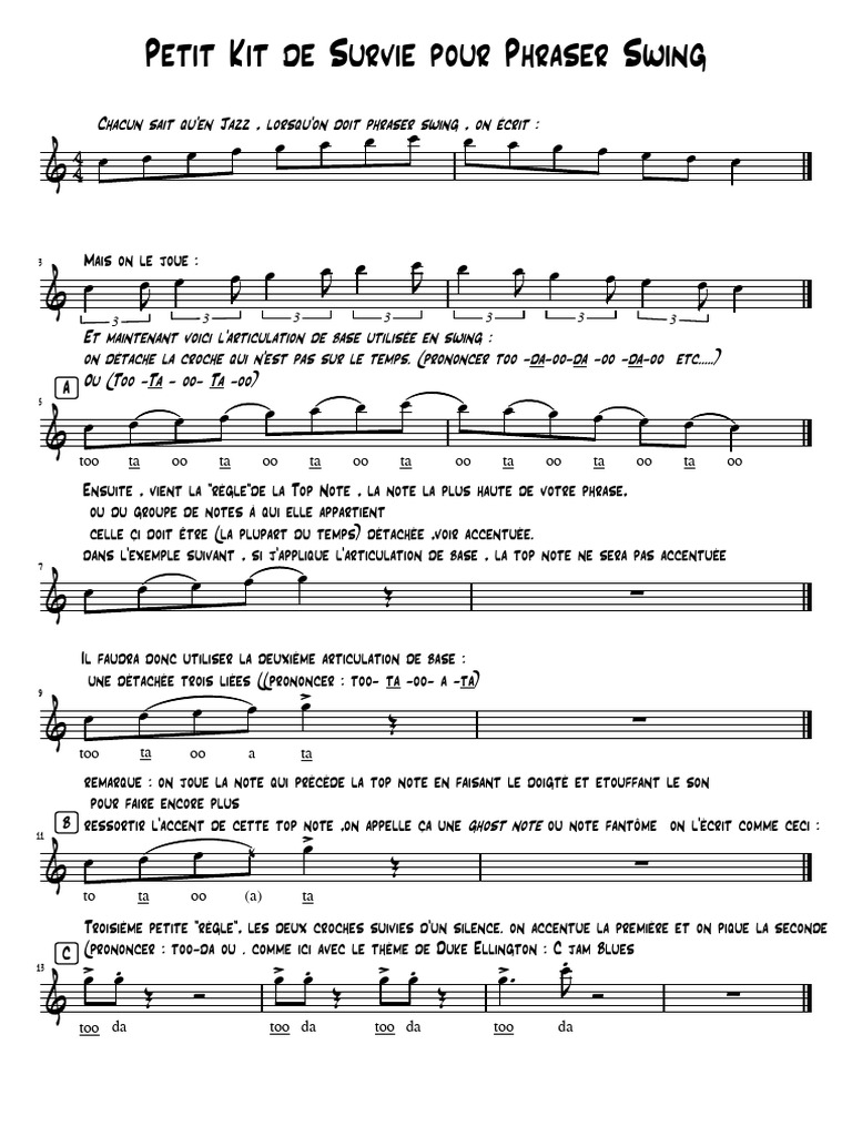 Phrasage Swing : Guide Pratique | PDF | Musicologie
