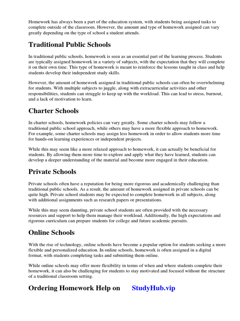 Homework in Different Types of Schools | PDF | Homework | Schools