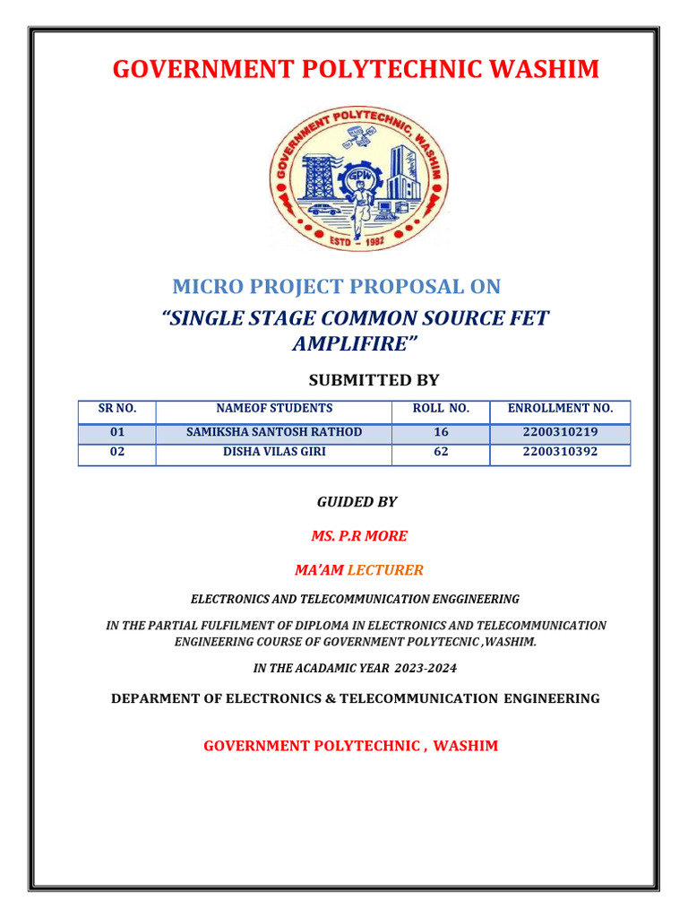 Finel Correction in Applied Electronic Microproject | PDF | Field ...