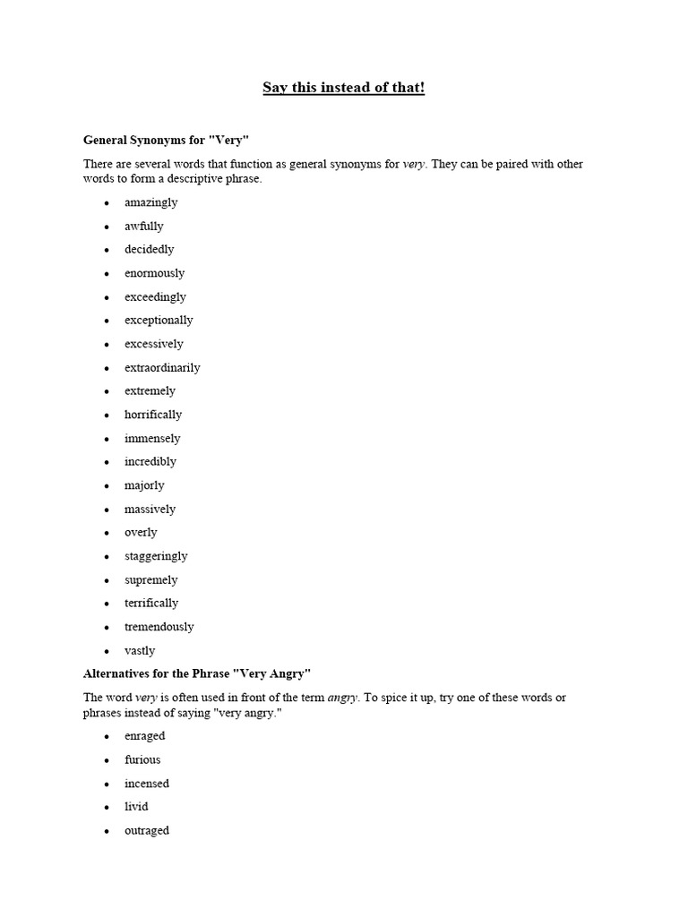 Adjectives-Say This Instead of That | PDF | Adjective | Adverb