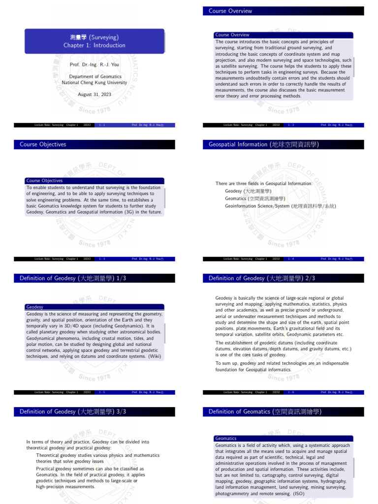 Survey 1 Introduction (2023) | PDF | Geodesy | Geomatics Survey 1 Introduction (2023) | PDF | Geodesy | Geomatics