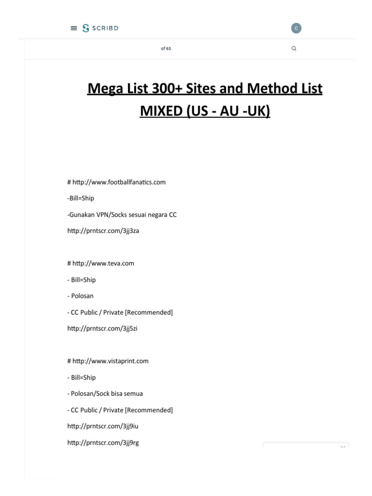 Mega List 300+ Sites & Method - PDF - HTTP Cookie - Clothing | PDF