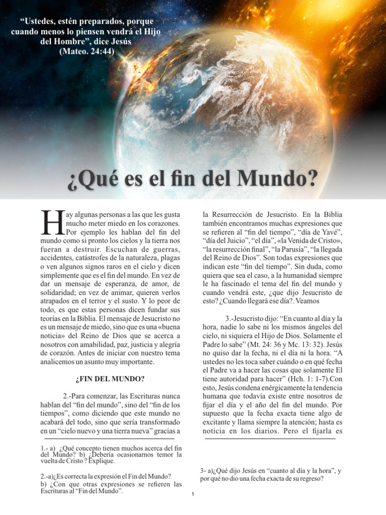 Significado del Fin del Mundo según la Biblia | PDF | Jesús | Segundo ...