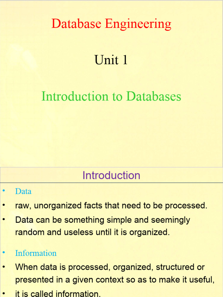 DBE Unit 1 | PDF | Databases | Computing DBE Unit 1 | PDF | Databases | Computing