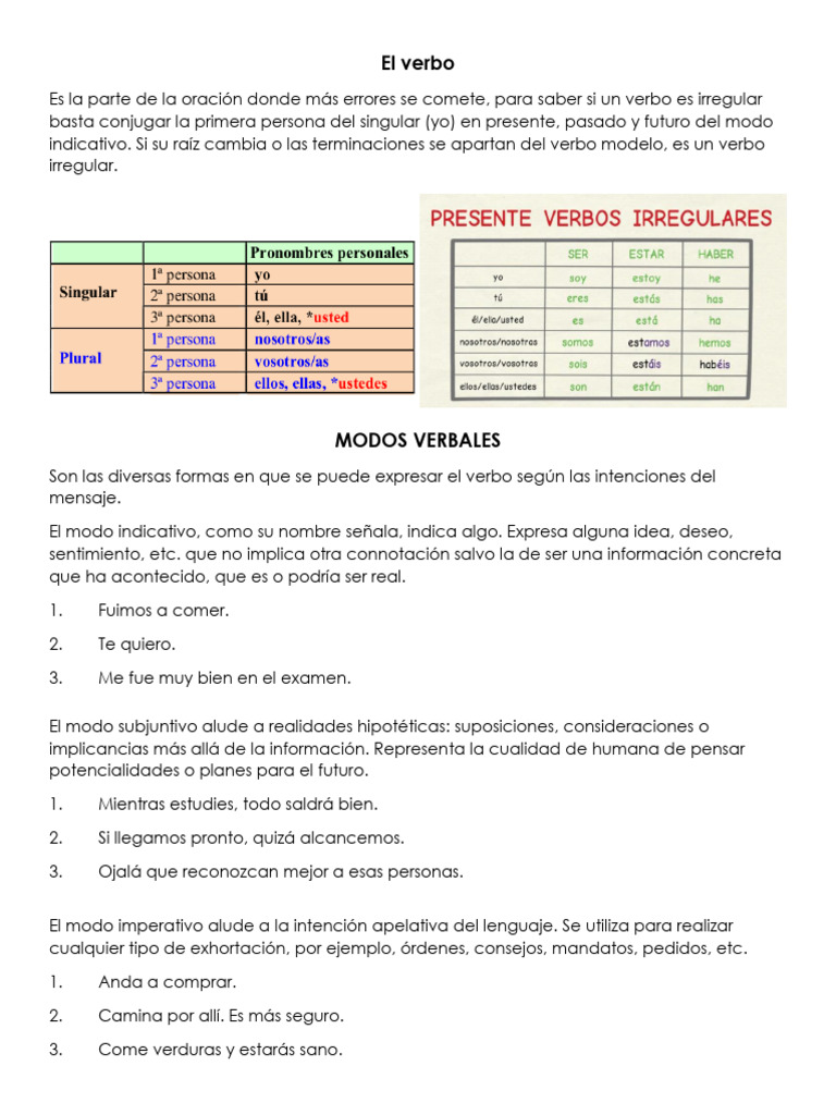 El Verbo Descargar Gratis Pdf Verbo Morfología