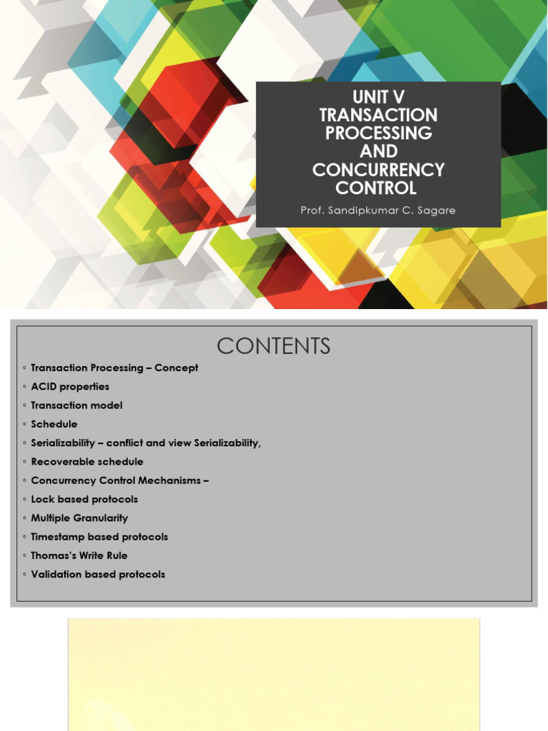 UNIT5 Transaction Processing and Concurrency Control | PDF | Database ...