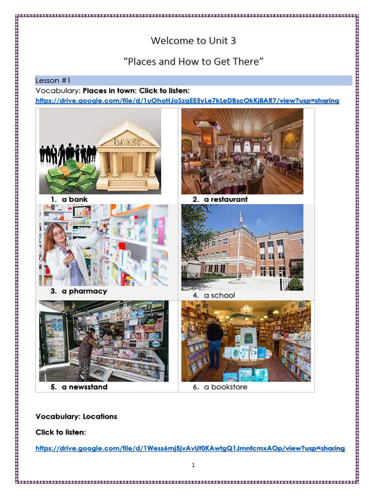 Top Notch Fundamentals Unit 3 Places and How To Get There | PDF