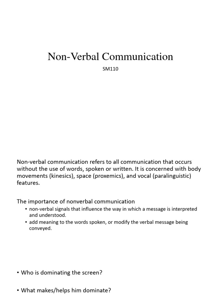 Session 4 Non-Verbal Communication | PDF | Nonverbal Communication ...