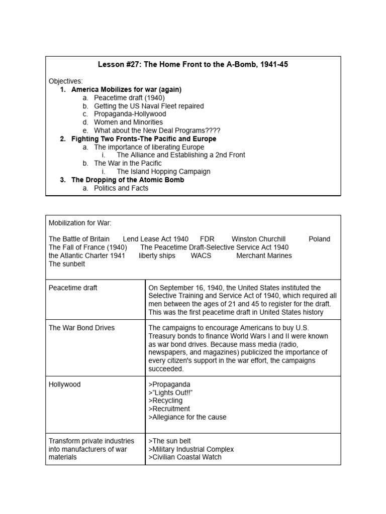 New Copy of Lesson #27: The Home Front To The A-Bomb, 1941-45 | PDF | Allies Of World War II ...