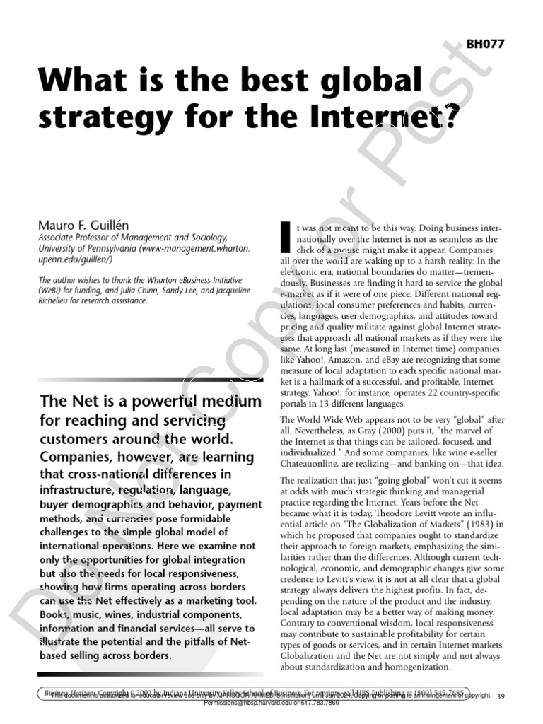 What Is The Best Global Strategy For The Internet | PDF | Marketing | E ...