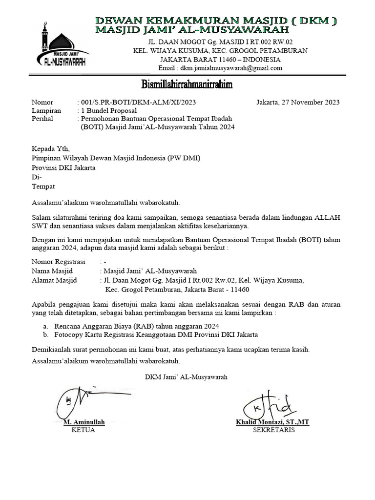 Surat Permohonan Boti Dmi Dki | PDF