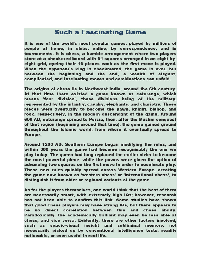 Such A Fascinating Game | PDF | Chess | Abstract Strategy Games