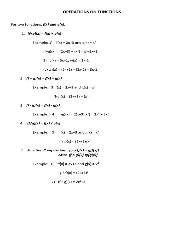 Lesson 1 - Operations On Functions, Limits | PDF | Limit (Mathematics) | Function (Mathematics)