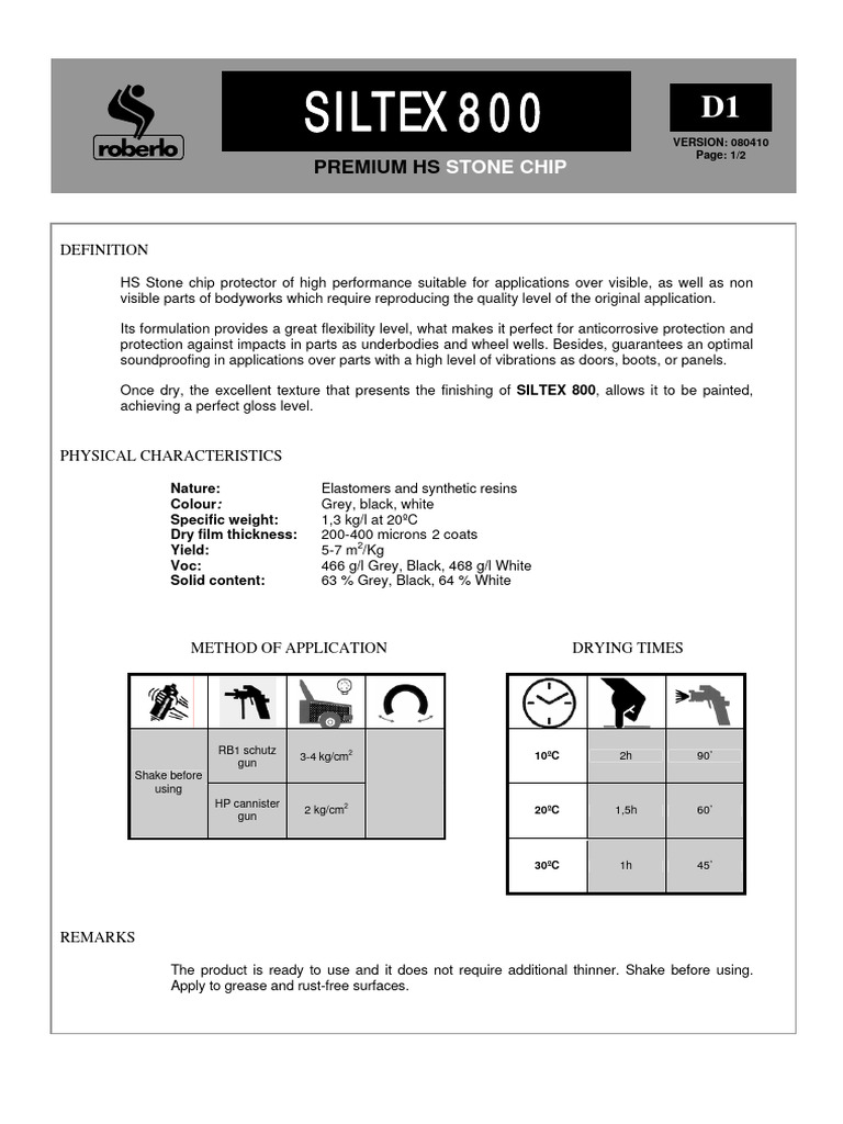 Siltex 800 TDS | PDF | Paint | Materials