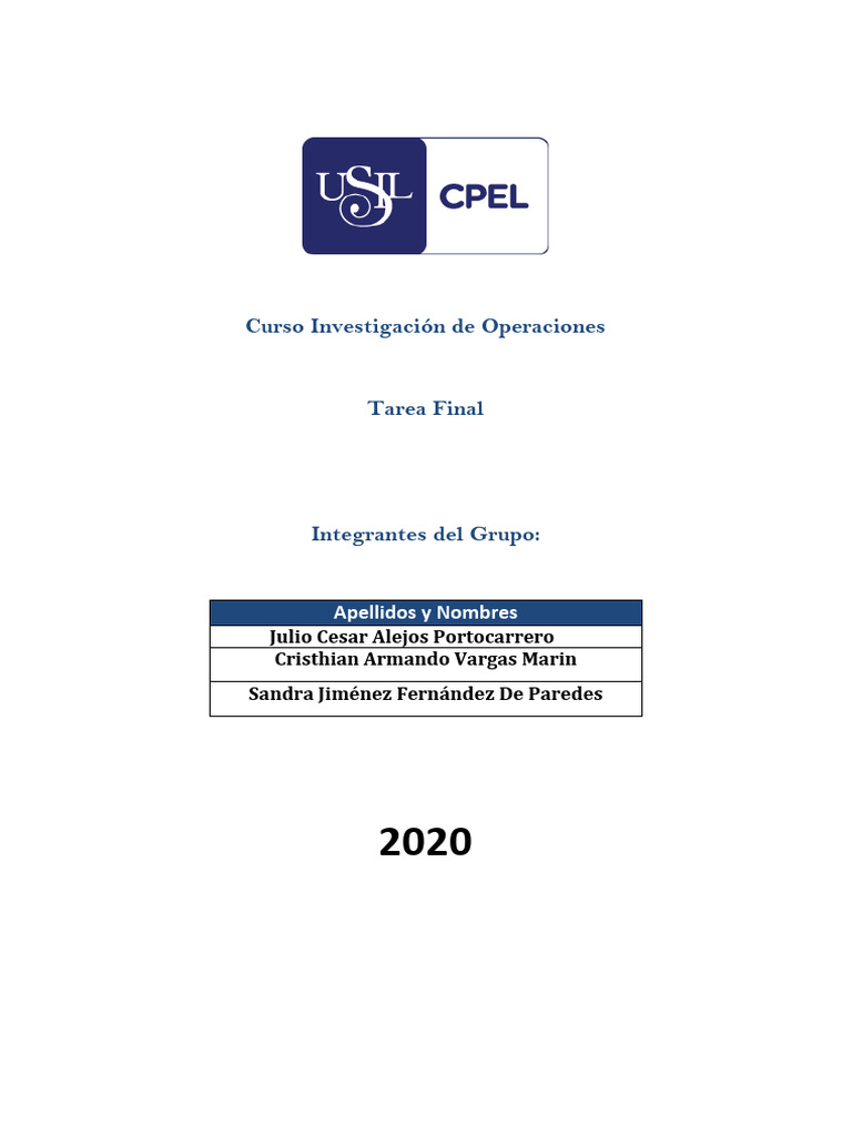 Tarea Final de Investigacion de Operaciones | PDF | Blanqueador