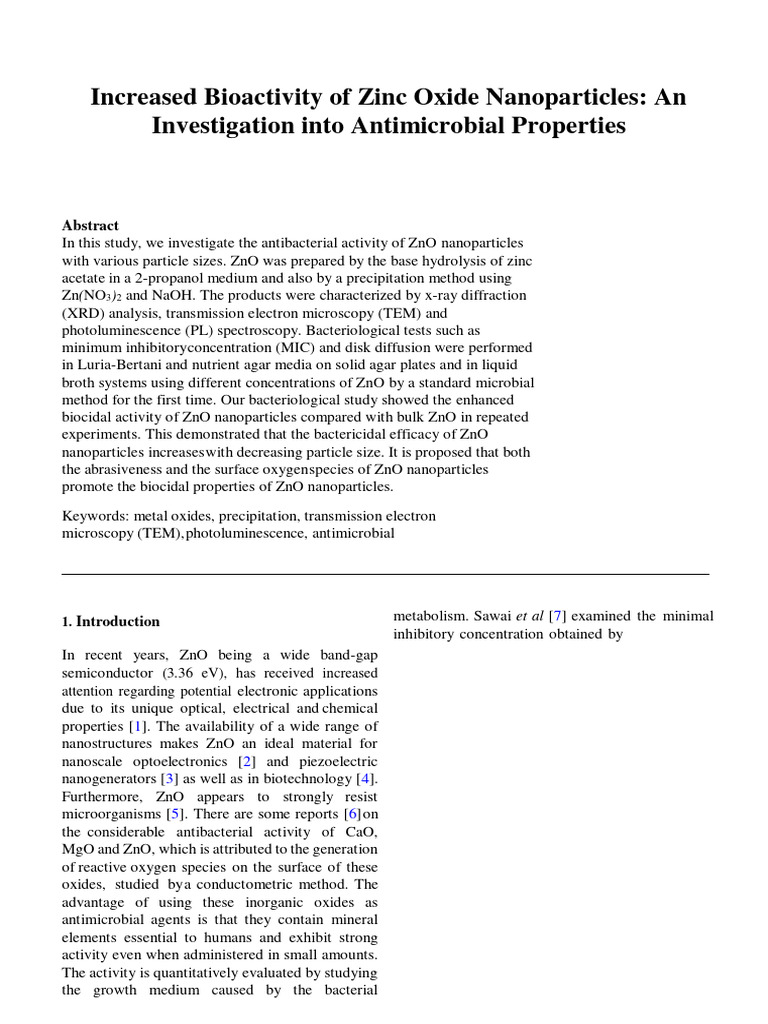 Nano | PDF | Zinc Oxide | Nanoparticle
