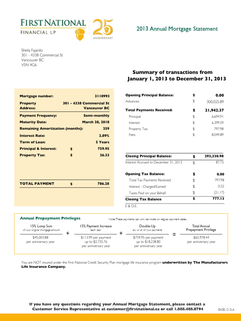 Annual Statement | PDF | Mortgages | Interest