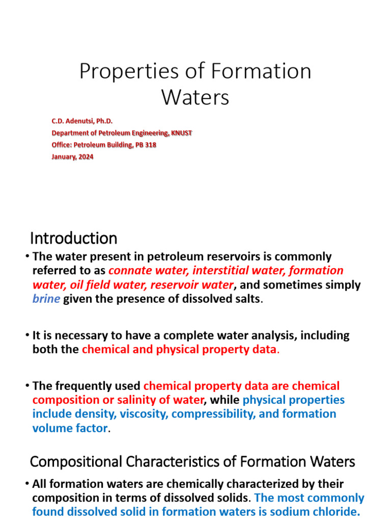 9.properties of Formation Waters | PDF | Chloride | Sodium Chloride