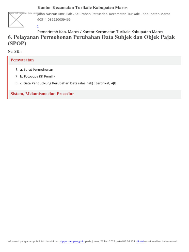 Unduh Standar Pelayanan - 6. Pelayanan Permohonan Perubahan Data Subjek ...