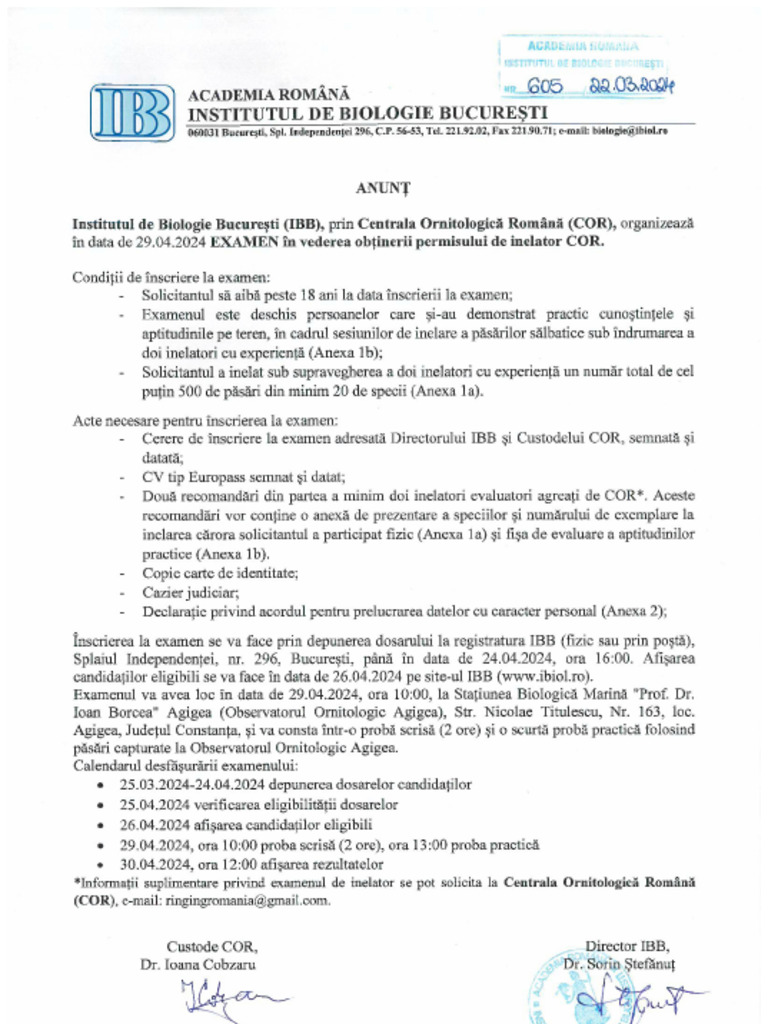 Anunt Examen Inelator COR | PDF