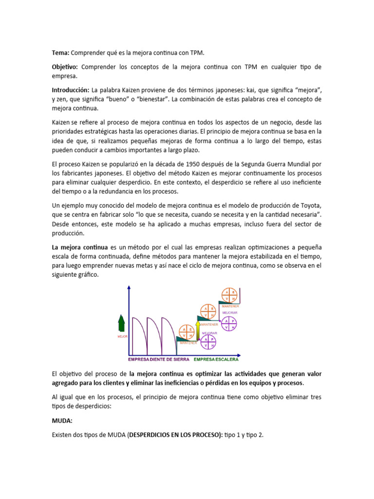 Mejora Continua con TPM: Claves y Estrategias | PDF | Residuos
