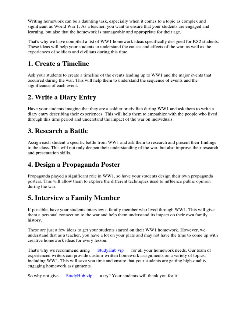 Ww1 Homework Ideas Ks2 | PDF | World War I | Austria Hungary