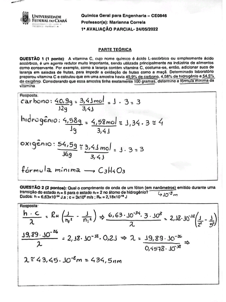 AP1 2022 - Química | PDF
