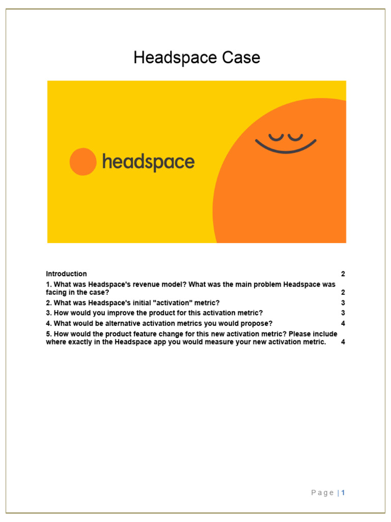 Headspace Case | PDF | Mobile App | Mindfulness