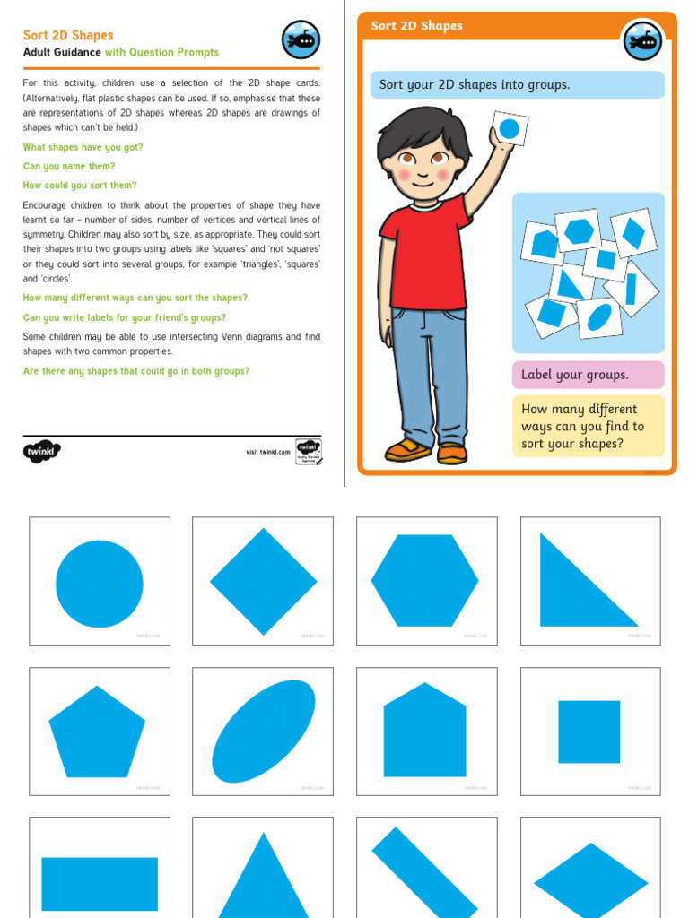 Activity Cards - Sort 2D Shapes | PDF | Shape | Euclidean Plane Geometry