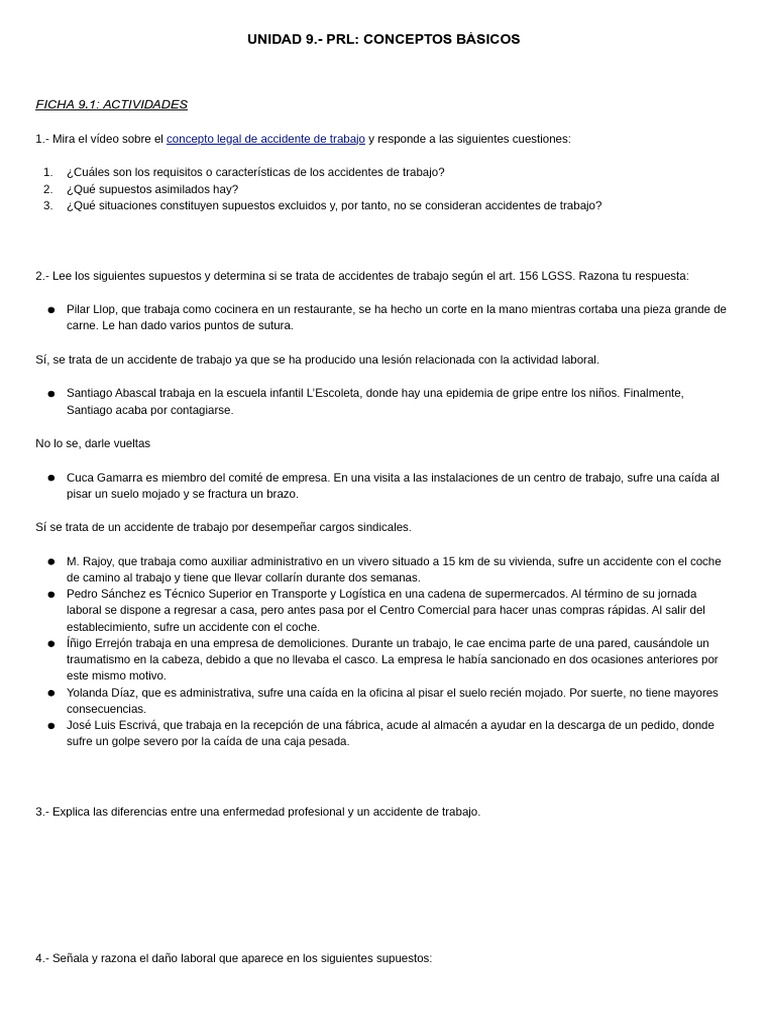 Ficha 9.1 - PRL, Conceptos Básicos | PDF