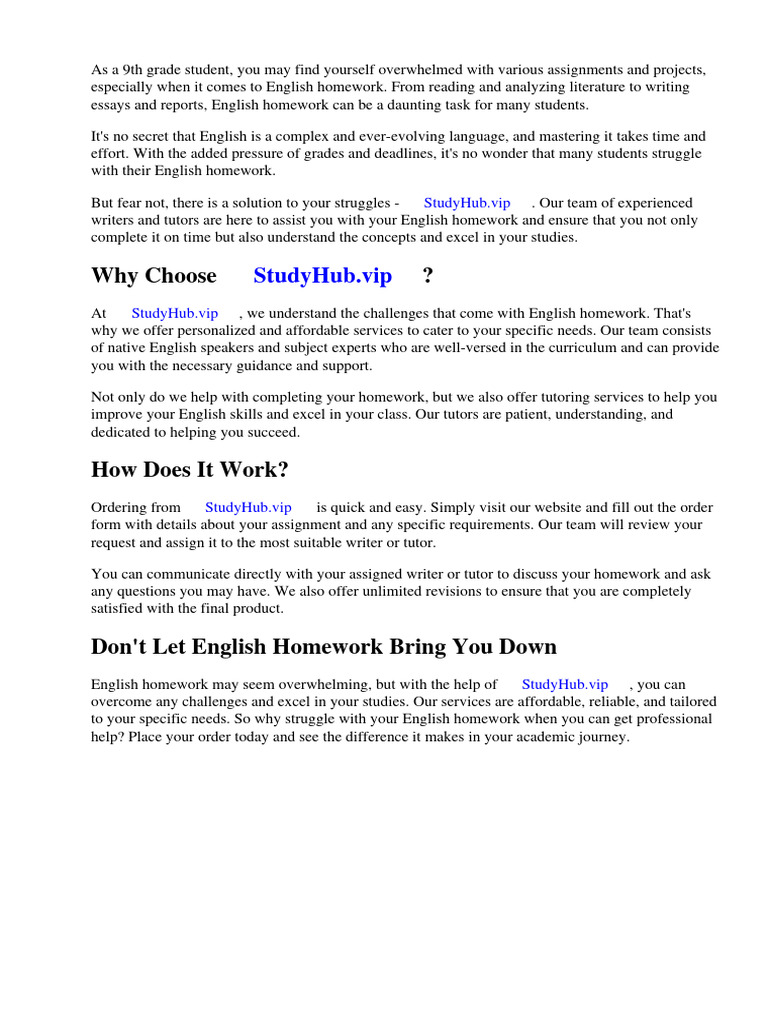 English Homework 9th Grade | PDF | Reading Comprehension | English As A ...