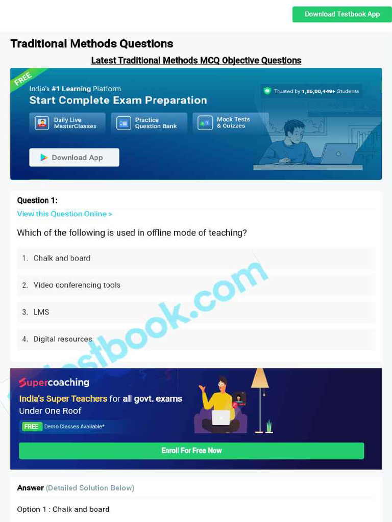 MCQ On Traditional Methods 5eea6a0a39140f30f369dba0 | PDF