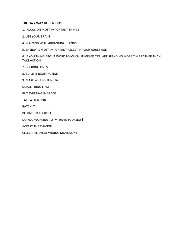 Productivity Tips for Lazy Geniuses | PDF | Self-Improvement | Wellness