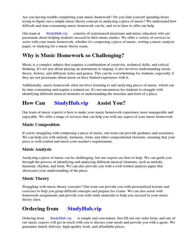 Music Homework Helper | PDF | Essays | Musical Compositions