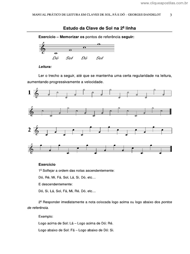 Leitura Músical Caderno de Exercicios Claves de Sol e Fa | PDF