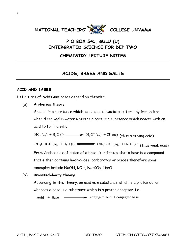 Acids, Bases and Salts | PDF | Chemistry | Titration