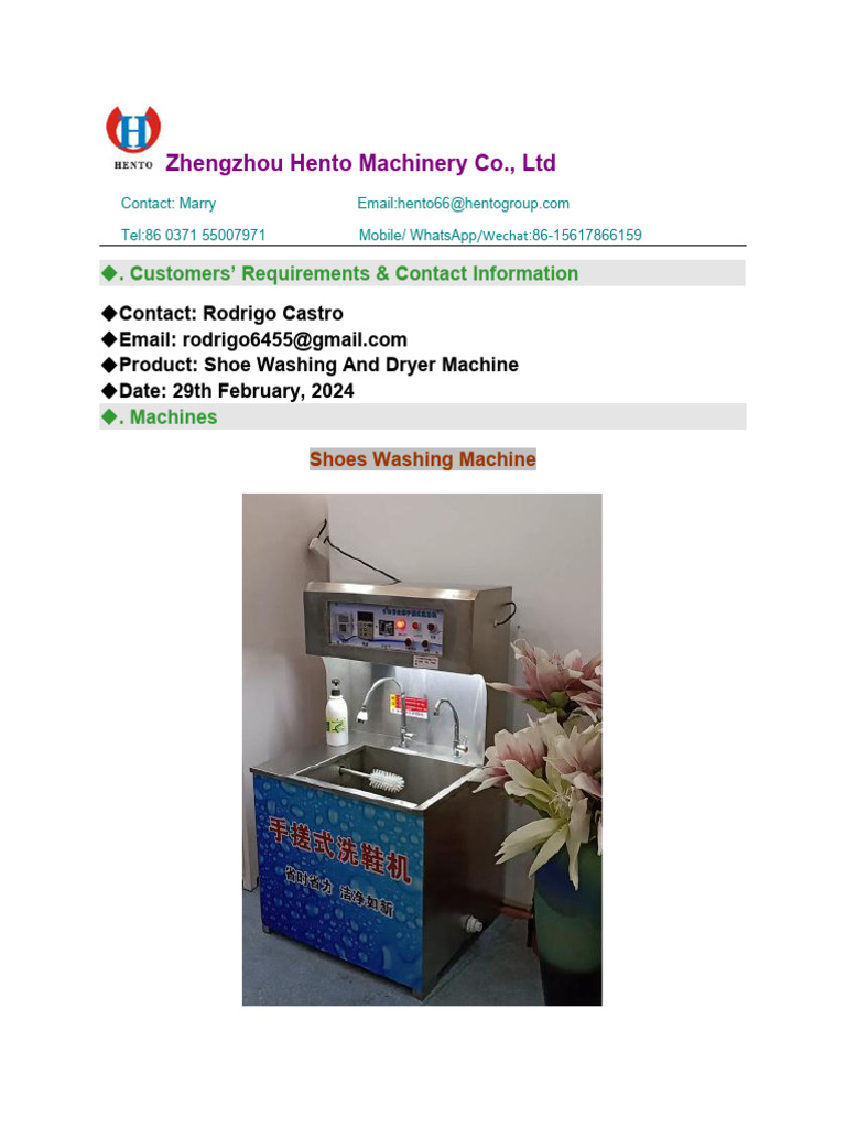 Quotation For Shoe Washing and Dryer Machine | PDF | Secondary Sector ...