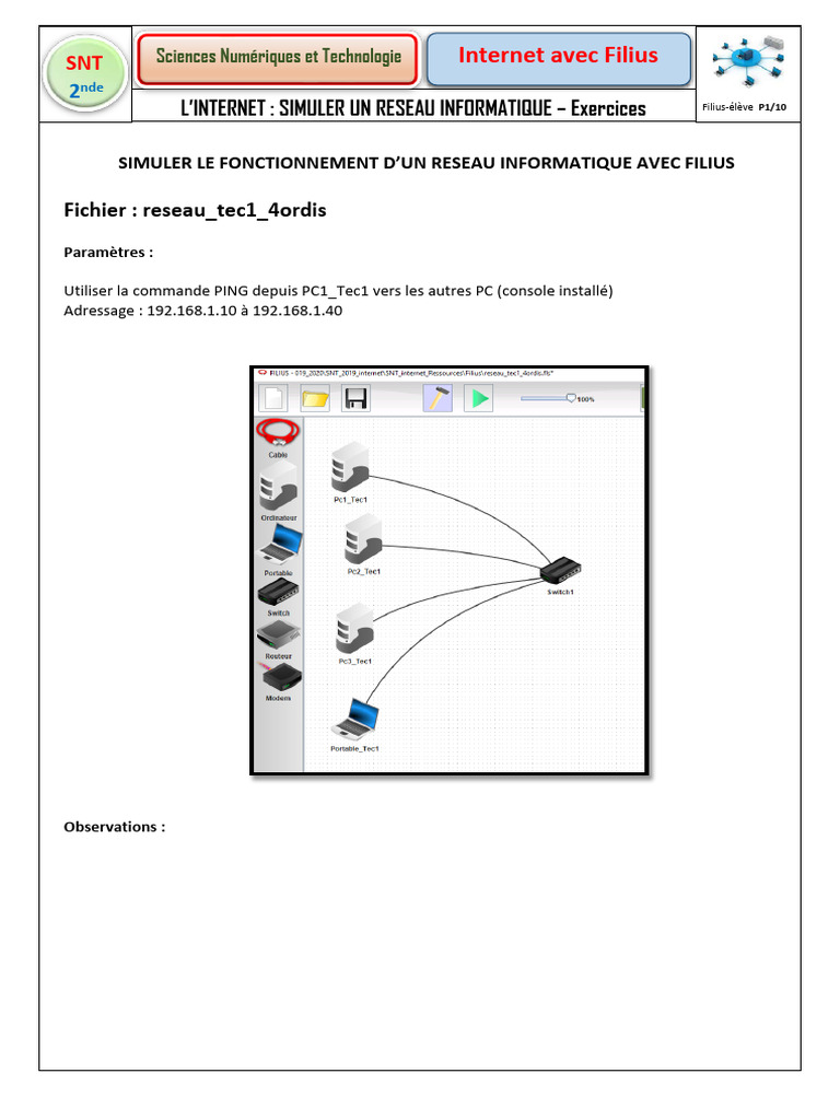 Cours - Internet - Simuler - Reseau - Informatique - Filius LGF | PDF | Internet | Internet et Web
