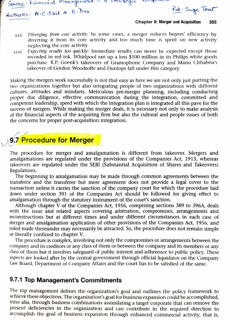 M&A - Procedure For Merger | PDF | Mergers And Acquisitions | Liquidation