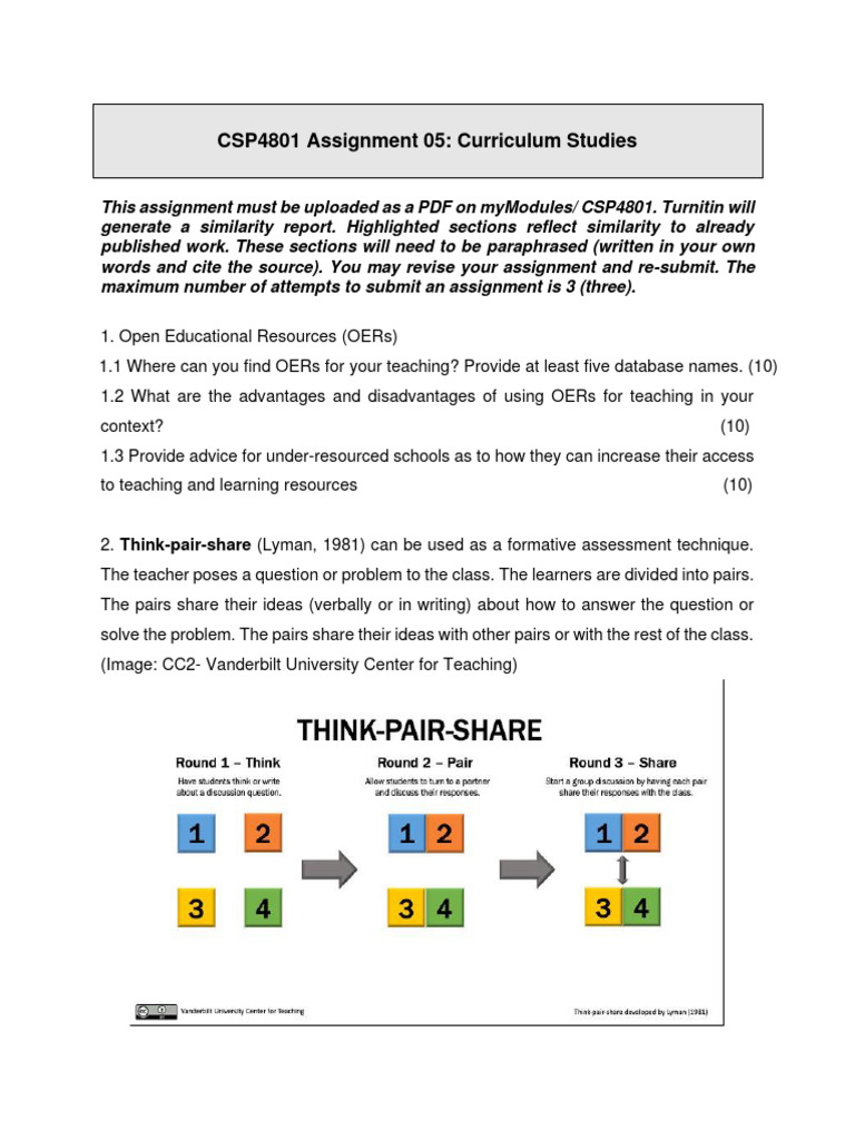 CSP4801 Assignment 05 | PDF | Rubric (Academic) | Curriculum CSP4801 Assignment 05 | PDF | Rubric (Academic) | Curriculum