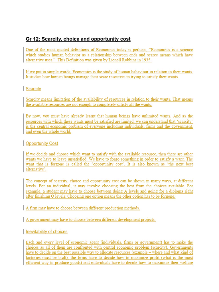 GR 12 Basic Ideas Notes | PDF | Money | Goods