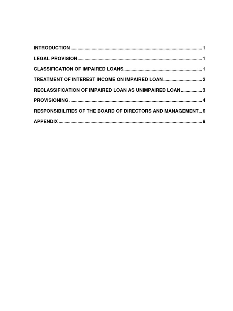Impaired Loans Classification Guidelines | PDF | Loans | Interest