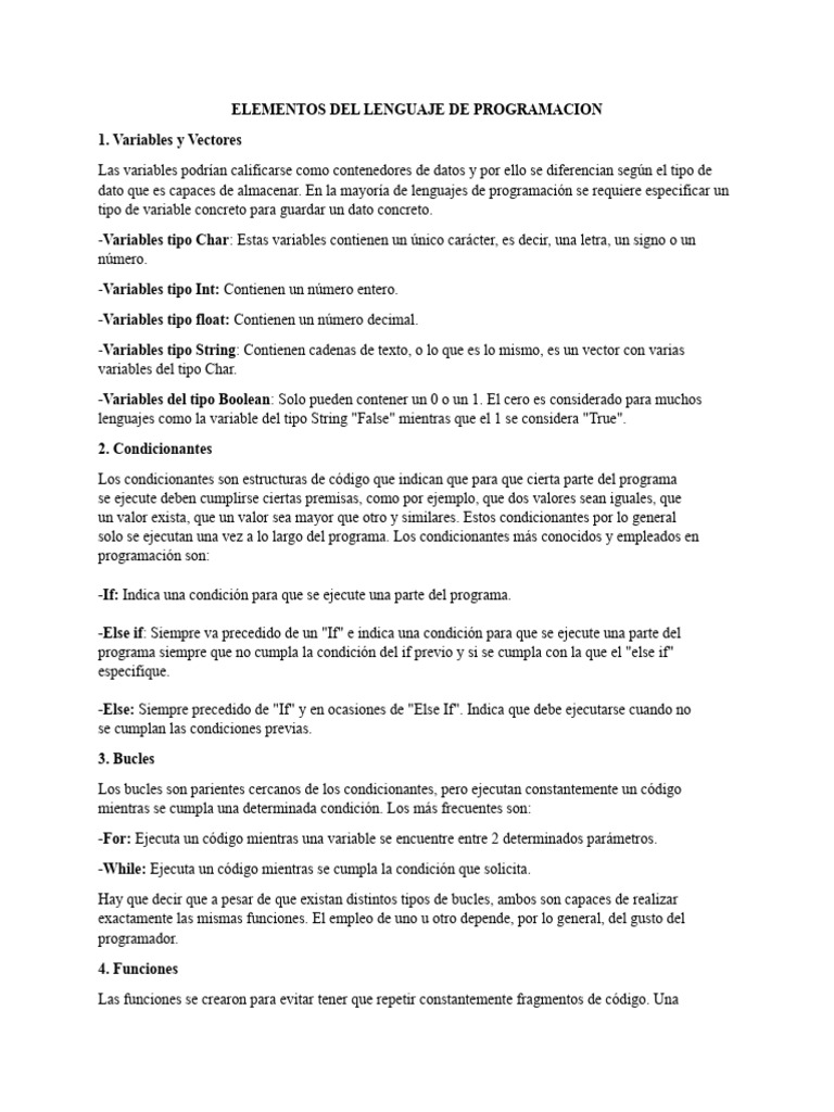 ELEMENTOS DEL LENGUAJE DE PROGRAMACION | PDF | Lenguaje de programación ... ELEMENTOS DEL LENGUAJE DE PROGRAMACION | PDF | Lenguaje de programación ...