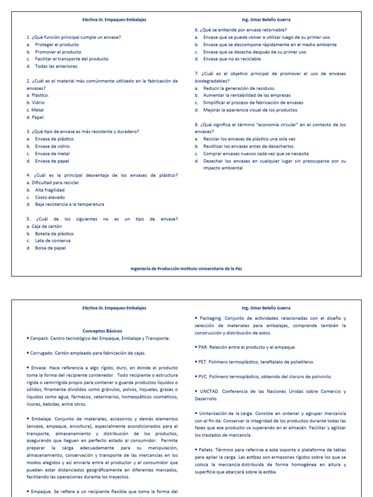 Conceptos Básicos Empaques | PDF | El plastico | Reciclaje