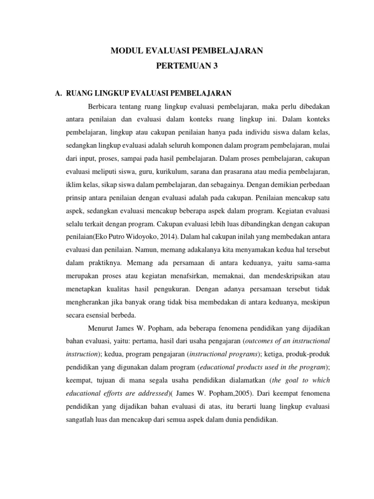 MODUL EVALUASI PEMBELAJARAN (Pertemuan 3) | PDF | Karier & Perkembangan