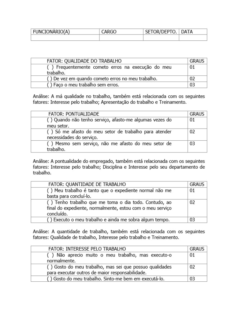 Modelo de Questionário LNT | PDF